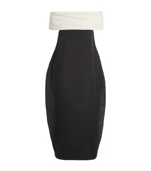 VORANIDA Silk Loom Midi Dress - Black