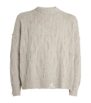 REPRESENT Wool-blend Distressed Sweater - Beige