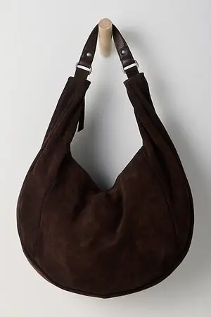 Free People Faith Half Moon Suede Bag - Espresso