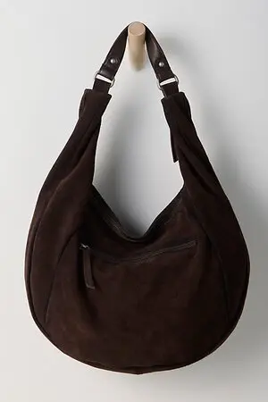 Free People Faith Half Moon Suede Bag - Espresso