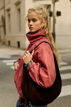 Free People Faith Half Moon Suede Bag - Espresso