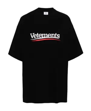 Vetements Logo Printed Crewneck T-shirt - Black