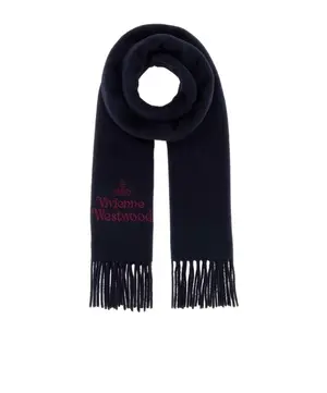 VIVIENNE WESTWOOD Embroidered Logo Scarf - Navy