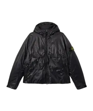 Stone Island Hooded Down Jacket With Water-resistant Membrane - Black