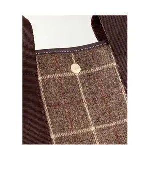 Rue De Verneuil Large Webbing And Leather-trimmed Checked Tweed Tote