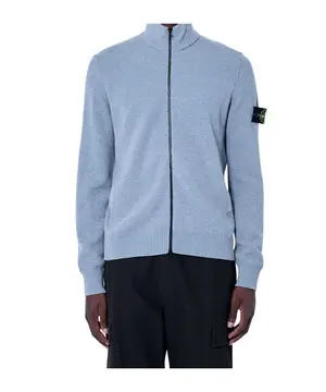 Stone Island High-neck Cardigan - Blue