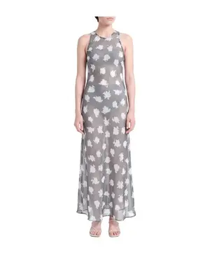 MAXCO. Twotone Chiffon Sleeveless Dress