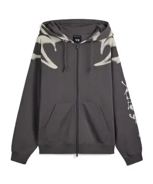 Y3 Chito Graphic French Terry Zipper Hoodie - Grey Five