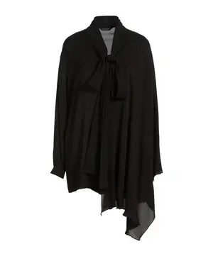 Balenciaga Solid Silk Shirts - Black