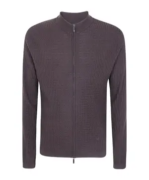 Emporio Armani Classic Round Neck Cardigan - Brown