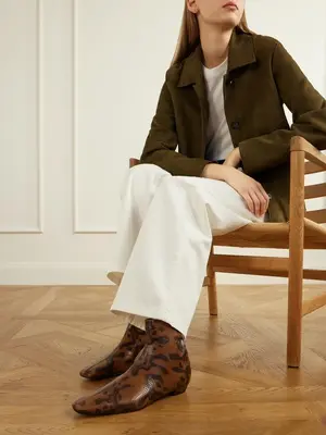 Proenza Schouler Trap Snake-effect Leather Ankle Boots