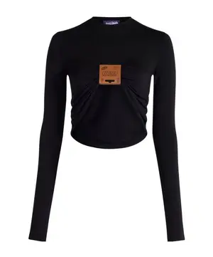 JEAN PAUL GAULTIER Leather-tag Long-sleeve Top - Black