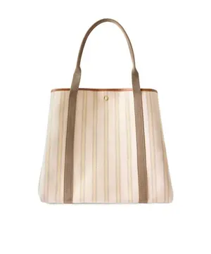 Rue De Verneuil Large Webbing And Leather-trimmed Striped Canvas Tote - No