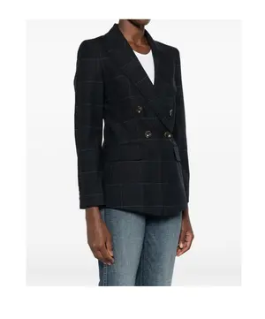Marella Checked Double Breasted Blazer