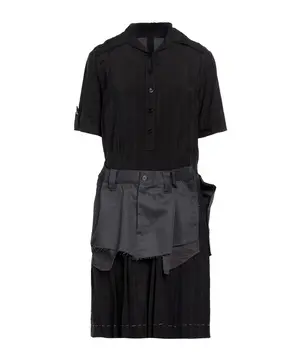 MAISON MARGIELA Twotone Satin Shirt Dress - Black