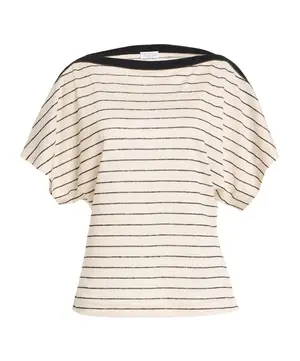 Brunello Cucinelli Striped Knit Shortsleeve Tshirt - No