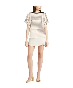 Brunello Cucinelli Striped Knit Shortsleeve Tshirt