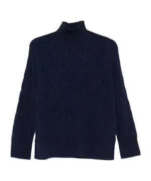 Marella High-neck Knit Sweater - Navy Blue