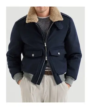 Brunello Cucinelli Shearling-collar Bomber Jacket