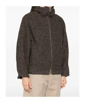 Marella Herringbone Zip-up Casual Jacket