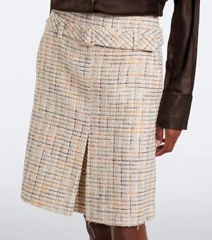 SHUSHU/TONG Belted Checked Cotton-blend Miniskirt