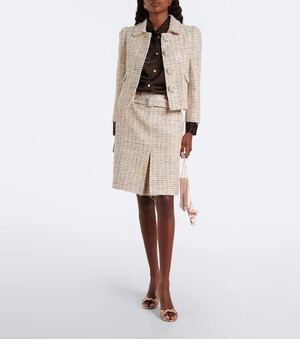 SHUSHU/TONG Belted Checked Cotton-blend Miniskirt