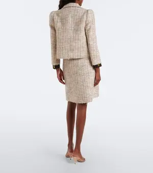 SHUSHU/TONG Belted Checked Cotton-blend Miniskirt