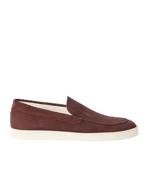 Brunello Cucinelli Chevron-effect Suede Loafer Sneakers - Red