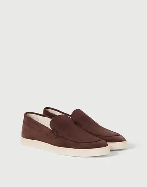 Brunello Cucinelli Chevron-effect Suede Loafer Sneakers