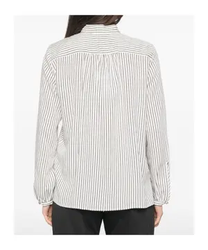 Marella Ruffled Striped Henley Shirt