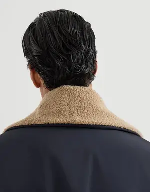 Brunello Cucinelli Bonded Nylon Double-breasted Coat With Shearling Lining