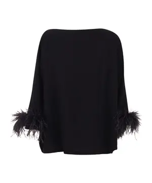 GIANLUCA CAPANNOLO Feather-trimmed Top - Black