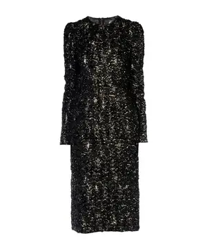 Dolce & Gabbana Solidcolor Woven Longsleeve Dress - Black