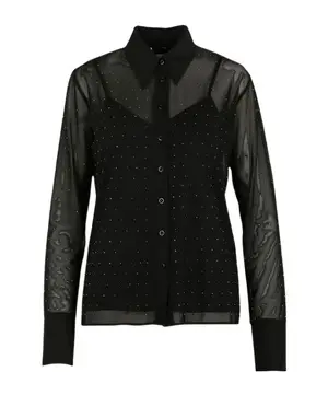 Liu Jo Straight-cut Shirt With Clear Rhinestones - Black