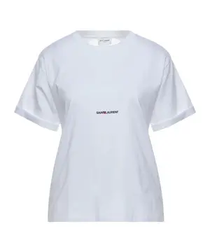 Saint Laurent Solid Basic T-shirts - White