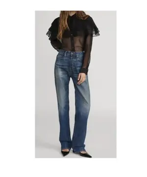 FRAME Faded Straight-leg Jeans