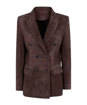 SEVENTY  Double-breasted Suede Blazer