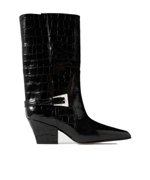 Paris Texas Glossed-leather Knee Boots - Black