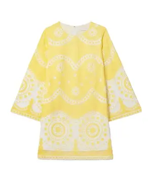 Borgo De Nor Cotton-blend Poplin And Guipure Lace Mini Dress - Yellow