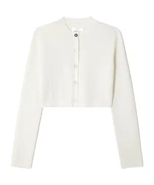 Galvan Solid Color Knitted Cardigan - White