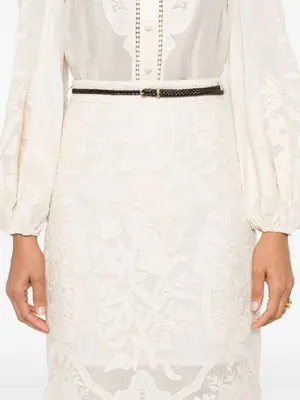 Zimmermann Ottie Floral-embroidered Midi Skirt