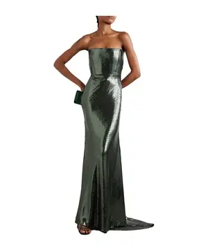 Alex Perry Strapless Sequined Mesh Gown