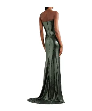 Alex Perry Strapless Sequined Mesh Gown