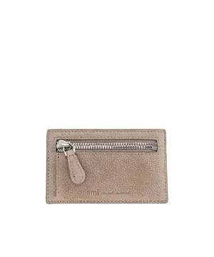 AMI Paris Zip Pocket Card Holder Wallet - Beige