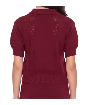 Alessandra Rich Lace-knit Polo Top