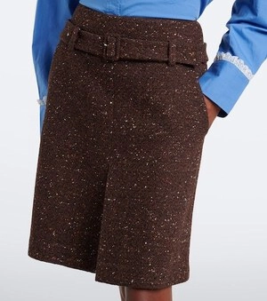 SHUSHU/TONG Belted Wool-blend Miniskirt