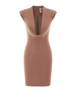 ANIYE BY Draped Deep V Sheath Dress - Brown