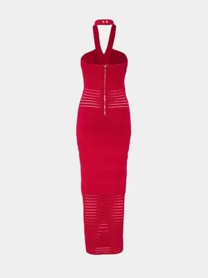 Balmain Halterneck Openwork-panel Maxi Dress