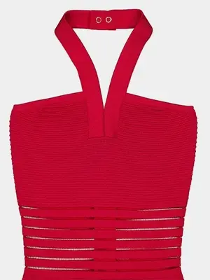 Balmain Halterneck Openwork-panel Maxi Dress