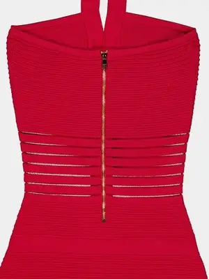 Balmain Halterneck Openwork-panel Maxi Dress